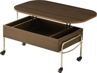 Generic Lift-Top-Couchtisch Mit Versteckter Aufbewahrung Und Rollen - Schwarzer, H&ouml;henverstellbarer Beistelltisch for Das Wohnzimmer In Wohnungen(Brown)