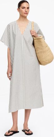 Arket Gestreiftes Baumwollkleid -Wei&szlig;