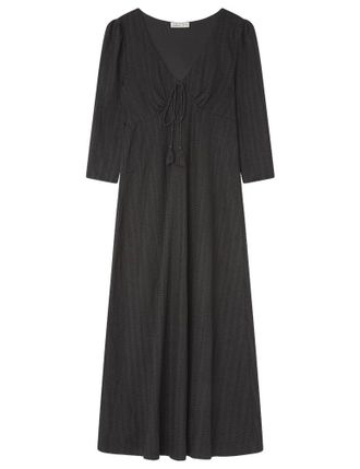 Springfield Damen Black Crochet midi Dress Kleid, XS