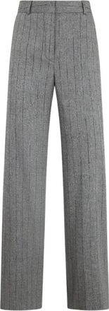 Brooks Brothers Femme, Pantalons, Gris, Taille: 32 FR Pantalon droit &agrave; rayures tennis en laine