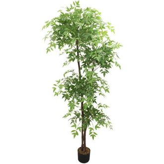 Mobili Rebecca Mobili Rebecca - K&uuml;nstliche Nandina-Pflanze Rebecca Mobili Zamrud 150x50x50 peva Holz Gr&uuml;n Braun