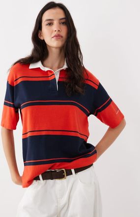 GANT Top boutonn&eacute; style rugby &agrave; rayures - Rouge et noir