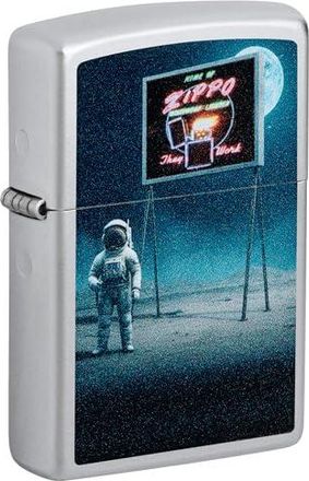 Zippo Sturmfeuerzeug - Astronaut Design - Satin Chrome - Colour Image - Nachf&uuml;llbar - Wiederverwendbar - Windfestes Design - Geschenkbox - Made in USA