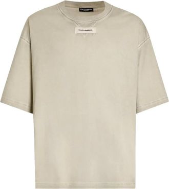 Dolce & Gabbana label-detail T-shirt - Nude