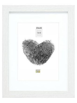 Deknudt Frames Cadre photo avec passe-partout - Blanc - S66KF1 P1 20x30cm pour photo 13x18cm - Bois MDF - pour accrocher ou poser