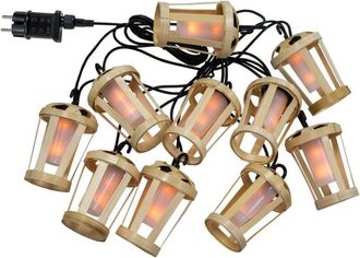 Licht-Erlebnisse Licht-erlebnisse - led Au&szlig;enlichterkette mit Stecker IP44 2000 k warmwei&szlig; Bambus Schirme 5m lang + 3m Kabel au&szlig;en Terrasse Balkon