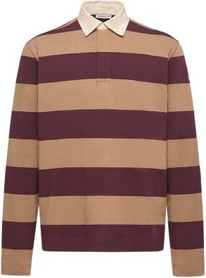 Moncler Polo manches longues &agrave; rayures en coton m&eacute;lang&eacute;