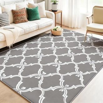 Generic Tapis de Salon Chambre Salle &agrave; Manger Adulte Bureau Design Texture Minimaliste Moderne Poil Court Doux Moelleux 120 x 180 cm, Gris