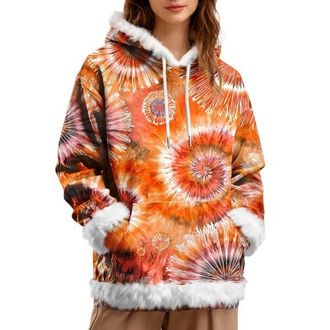 Generic Sweat à capuche imprimé 3D en fausse fourrure pour femme avec poche, pull dhiver décontracté tendance en peluche surdimensionné à manches longues en p