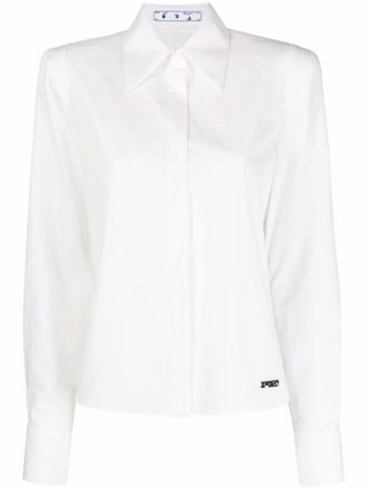 Off-white chemise &agrave; plaque logo - Blanc