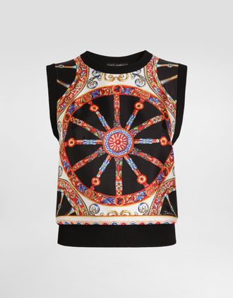 Dolce & Gabbana Top Aus Leichter Glattstrickware - Frau T-shirts Und Sweatshirts Multicolor 42