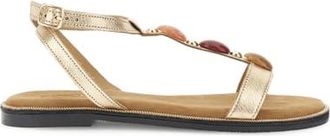 Caf&egrave;noir Sandales En Cuir En Forme De &laquo; T &raquo; Orn&eacute;es De Pierres, Pour Femme, Couleur Jaune, Taille 36