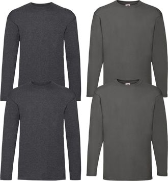 Fruit Of The Loom 4er Herren Longsleeve Baumwolle Tshirt Langarm Shirt Sets Verschiedene Farbsets M L XL 2XL 3XL 4XL 5XL & HLKauf-Block (XXL, 2X Dark Heather, 2X Graphi