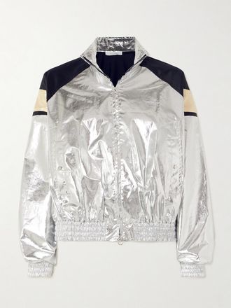 Paco Rabanne Jacke Aus Einer Beschichteten Metallic-baumwollmischung Mit Satineins&auml;tzen - Silber