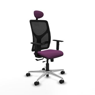 Piqueras y Crespo Atmungsaktiver B&uuml;rostuhl mit 1D-Armen, h&ouml;henverstellbarer Lendenwirbelst&uuml;tze und festem Kopfteil, ausgestattet mit Syncro/Traslack und Schneideschaum,