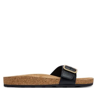 Tommy Hilfiger Pantoletten Tommy Hilfiger Cork Footbed Slip-On Sandals FW0FW09344 Schwarz
