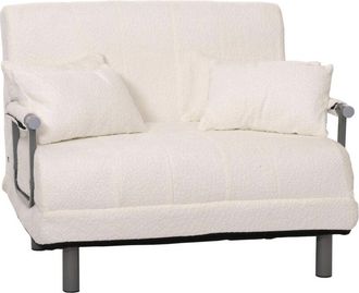 Hhg Neuwertig] Schlafsessel HHG 695, Klappsessel Schlafsofa Gästebett, Liegefläche 190x100cm, Stoff Bouclé (500g/m²) creme