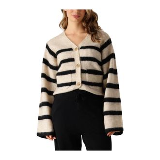 Second Female Oversized Strickjacke Ovalis Knit mit weiten &Auml;rmeln - - Knitwear - Damen - Beige - XL