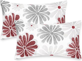 CaliTime Kissenbezüge Kissenhülle Pack von 2 gemütlichem Fleece zweifarbig blühende Blumen Dekorative Kissenbezüge für Couch Bettsofa Bauernhaus Dekoration 30c