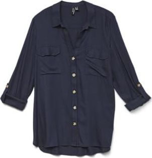 Vero Moda Vmbumpy T-Shirt L/S New WVN GA Noos Chemisier à Manches Longues, Blazer Bleu Marine, M Femmes