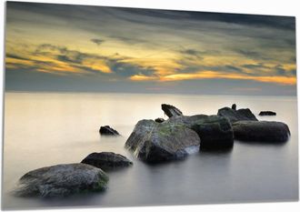 Wallario Herdabdeckplatte/Spritzschutz aus Glas, 1-teilig, 90x52cm, f&uuml;r Ceran- und Induktionsherde, Mystische Felsen im Meer