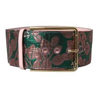 Dolce & Gabbana Homme, Accessoires, Multicolore, Taille: ONE Size Ceinture &agrave; boucle dor&eacute;e en jacquard floral lurex