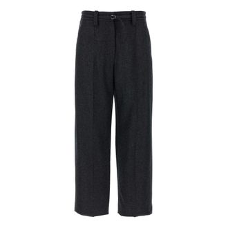 Brunello Cucinelli Femme, Pantalons, Gris, Taille: 40 FR Straight Crop Virgin Wool Flannel Pants