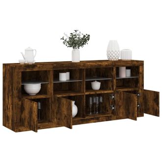 vidaXL Credenza Con Luci Led Rovere Fumo 163x37x67 Cm - Vidaxl
