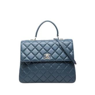 Chanel Pre-owned Vintage Satchel aus gestepptem Lammleder - - Pre-owned - Damen - Blau - ONE SIZE