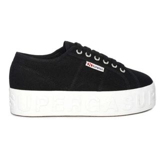 Superga Erh&ouml;hte Sneakers mit gepr&auml;gter Schrift - - Shoes - Damen - Schwarzk - 40 EU