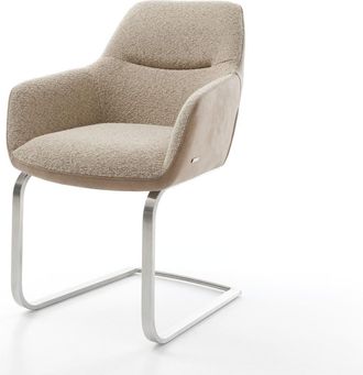 DELIFE Freischwinger Pejo-Flex Materialmix Schlamm Freischwinger flach Edelstahl Taschenfederkern, Esszimmerst&uuml;hle