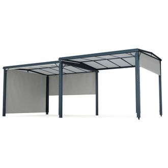Blumfeldt Blumfeldt Pantheon Solid Sky Tonnelle 3x6 m Aluminium, Toit Polycarbonate, Parois Lat&eacute;rales Polyester, Tonnelle de Jardin Extensible, Gris