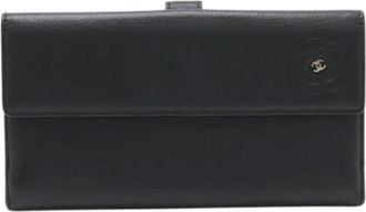 Chanel Pre-owned Camellia Leather Long Wallet - Femme - Pre-owned - Noir - Taille: ONE Size