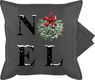 Shirtracer Kissenbezug - Weihnachtskissen Christmas - Motiv Schriftzug Noel mit Mistelkranz I Weihnachtsmotiv Geschenke Wintermotiv I Weihnachten Geschenk Weihna