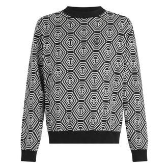 Philipp Plein Pullover Rundhalsausschnitt Ls Monogram - - Knitwear - Herren - Schwarzk - M