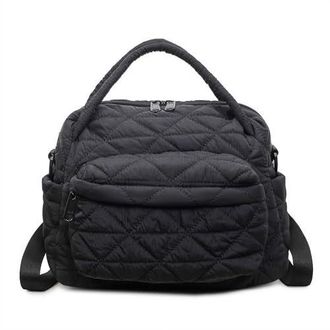 Generic Sac &agrave; bandouli&egrave;re matelass&eacute; 3 en 1 pour femme - &Eacute;l&eacute;gant - Couleur unie - Fermeture &eacute;clair - Poign&eacute;e souple - Sac &agrave; main &agrave; main, Noir, One Size