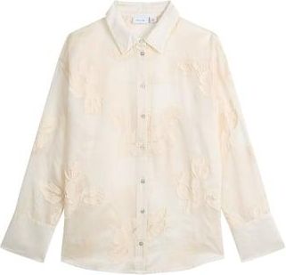 Vila Chemise &agrave; manches longues &agrave; fleurs brod&eacute;es