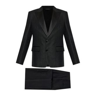 Dolce & Gabbana Einreihiger Anzug aus Leinencanvas - - Suits - Herren - Schwarzk - L