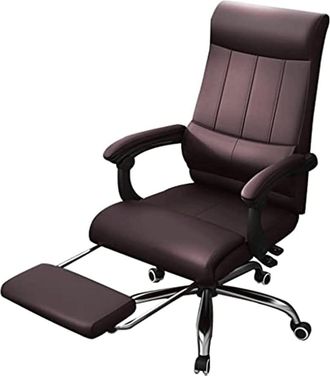 Generic Ergonomischer B&uuml;rostuhl, neigbarer Leder-Lendenwirbelst&uuml;tzstuhl mit Fu&szlig;pedal, Schreibtischstuhl