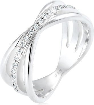 Elli PREMIUM Ring Damen Wickelring Blogger mit Kristallen in 925 Sterling Silber