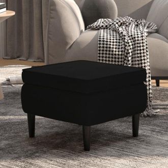 vidaXL Hocker mit Holzbeinen Schwarz Samt - Vidaxl
