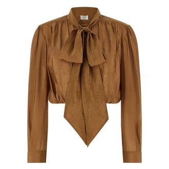 Saint Laurent Damen, Blusen & Hemden, Braun, MGr&ouml;&szlig;e