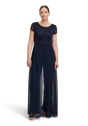 Vera Mont Overall VERA MONT Damen kurzarm, Damen, Gr. 36, Normalgr&ouml;&szlig;en, blau (night sky), Obermaterial: 95% Polyester, 5% Elasthan. Besatz: 100% Polyester. Futt