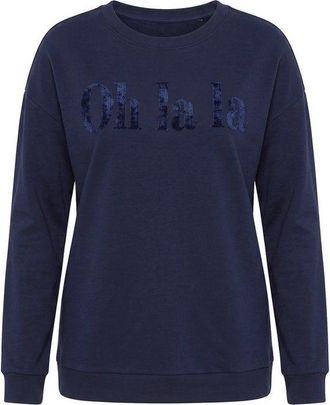 Miamoda Sweatshirt Sweatshirt Boxy Fit Flock-Schriftzug