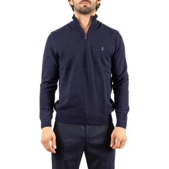 Ralph Lauren Pullover mit Rollkragen und Viertelrei&szlig;verschluss - - Knitwear - Herren - Blau - 2XL