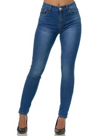 Elara Damen Stretch Hose Gummizug Jeans Push Up Chunkyrayan YG 4442 Blau-48 (4XL)