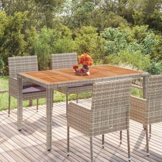 vidaXL Vidaxl - Table de jardin dessus en bois Gris 150x90x75 cm R&eacute;sine tress&eacute;e