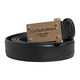 Dolce & Gabbana Homme, Accessoires, Noir, Taille: ONE Size Calf Leather Belt
