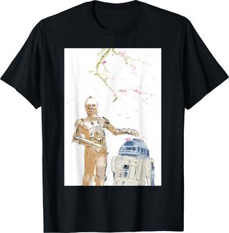 Star Wars R2-D2 and C-3PO Spring Cherry Blossoms Sakura Art T-Shirt