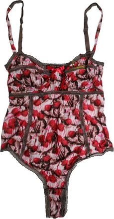 Roberto Cavalli Femme, Tops, Multicolore, Taille: 40 FR CherryPrint Lace Bodysuit